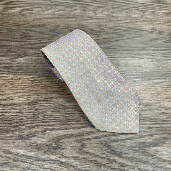 Calvin Klein | Accessories | Calvin Klein Blue W Orange White Check Tie ...